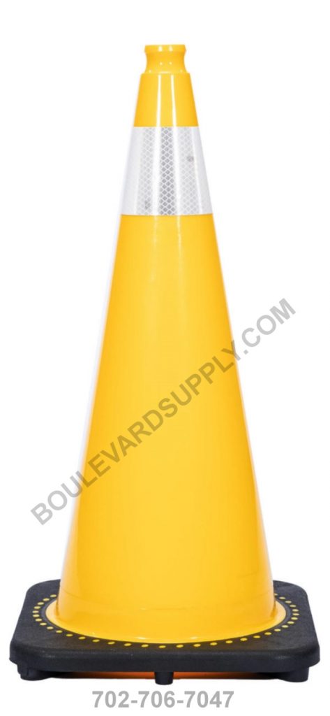Bright Yellow PVC Traffic Cones, 28" And 18"